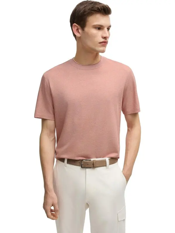 BOSS Regular-fit T-shirt In Cotton And Silk - Light Orange