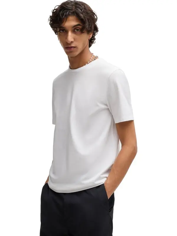 Hugo Slim-fit T-shirt In Mercerized Stretch-cotton Piqu - White