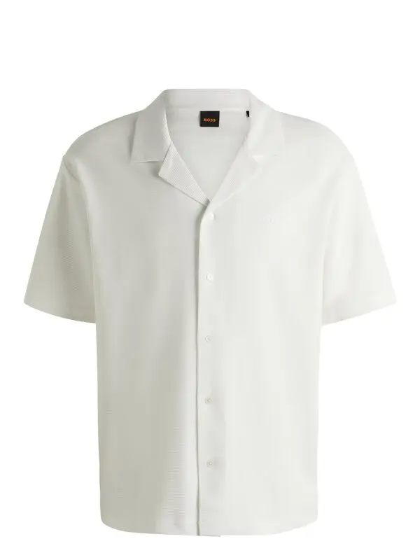 BOSS Relaxed-fit Shirt In Waffle Cotton - White