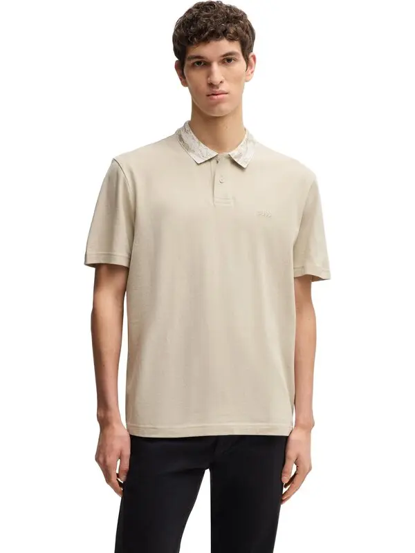 BOSS Relaxed-fit Cotton-piqué Polo Shirt With Collar Artwork - Light Beige