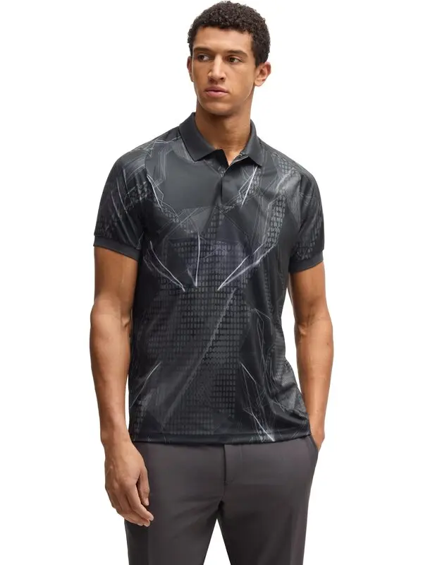 BOSS Active Paddy Graphic-print Polo Shirt - Black