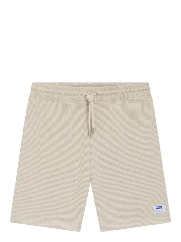 Hugo Cotton Blend Waffle-structure Shorts - Light Beige
