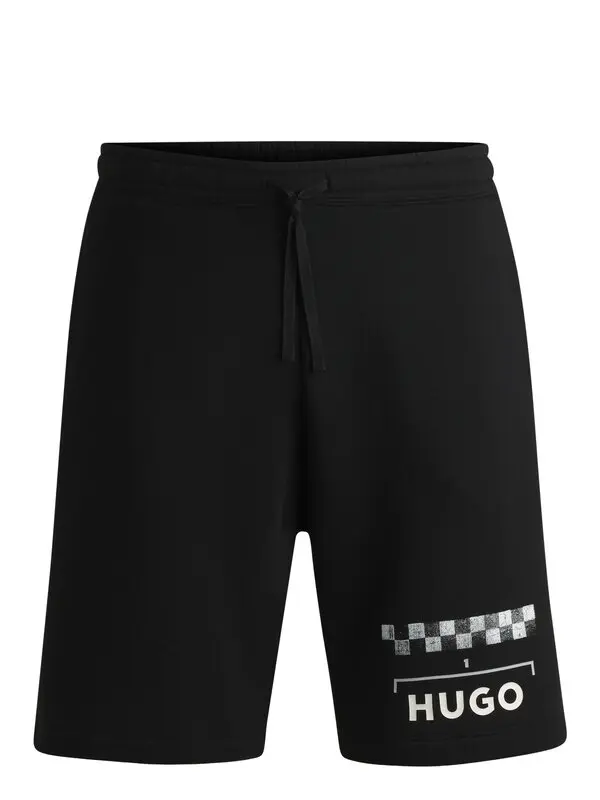 Hugo Racing-print Cotton-blend Shorts - Black