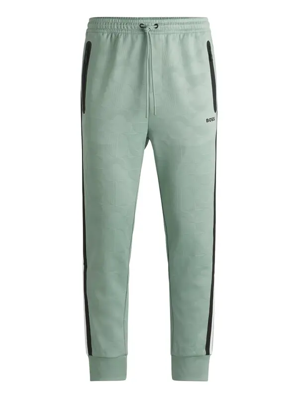 BOSS Relaxed-fit Tracksuit Bottoms With Jacquard-woven Circles - Light Green