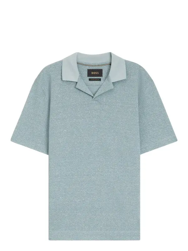 BOSS Johnny-collar Polo Shirt In Cotton - Light Blue