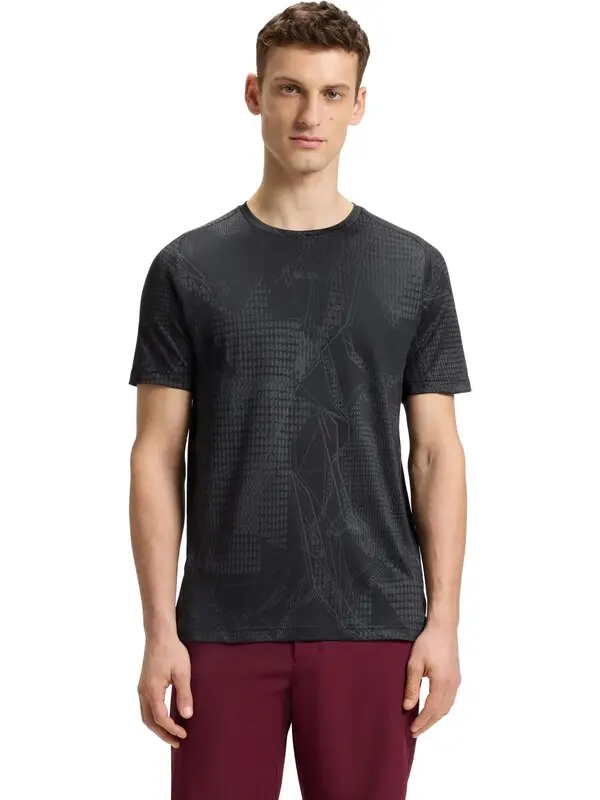 BOSS Active Jacquard-pattern T-shirt With Moisture Management - Black