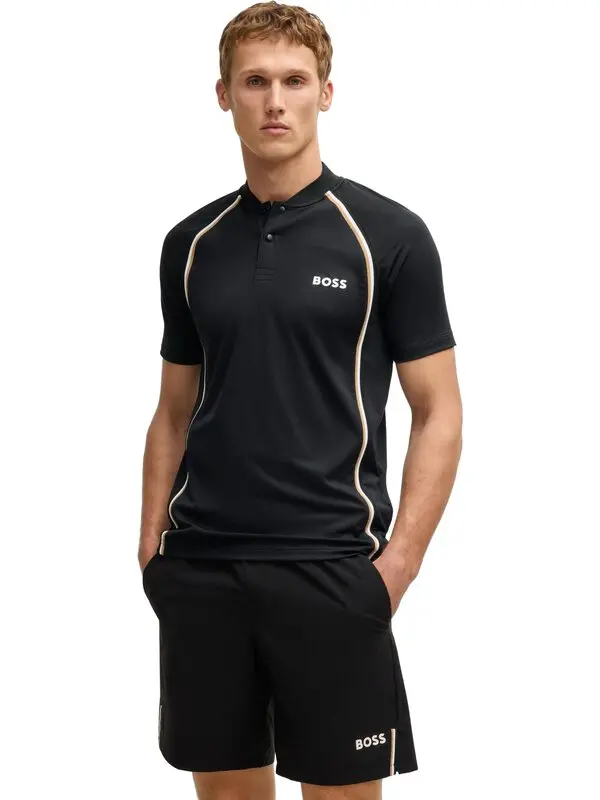 BOSS Active Slim-fit Polo Shirt In Super-stretch Mesh - Black