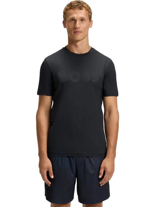 BOSS Slim-fit T-shirt With Decorative Reflective Details - Dark Blue