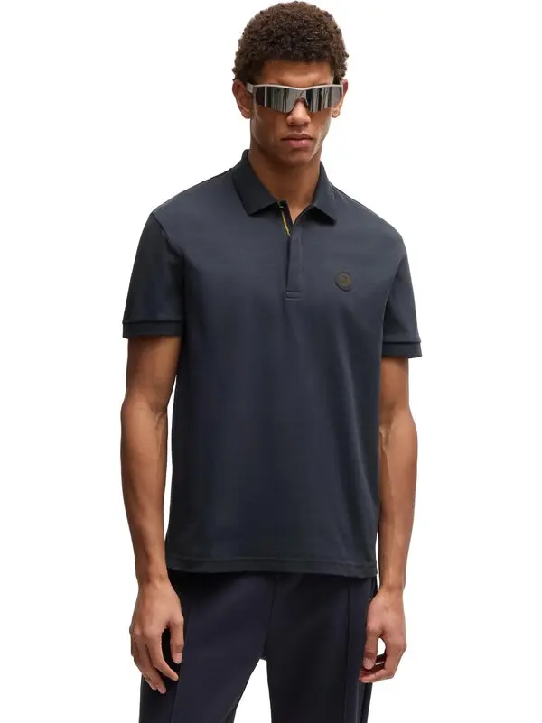 BOSS Paddy Polo Shirt In Cooling Cotton - Dark Blue