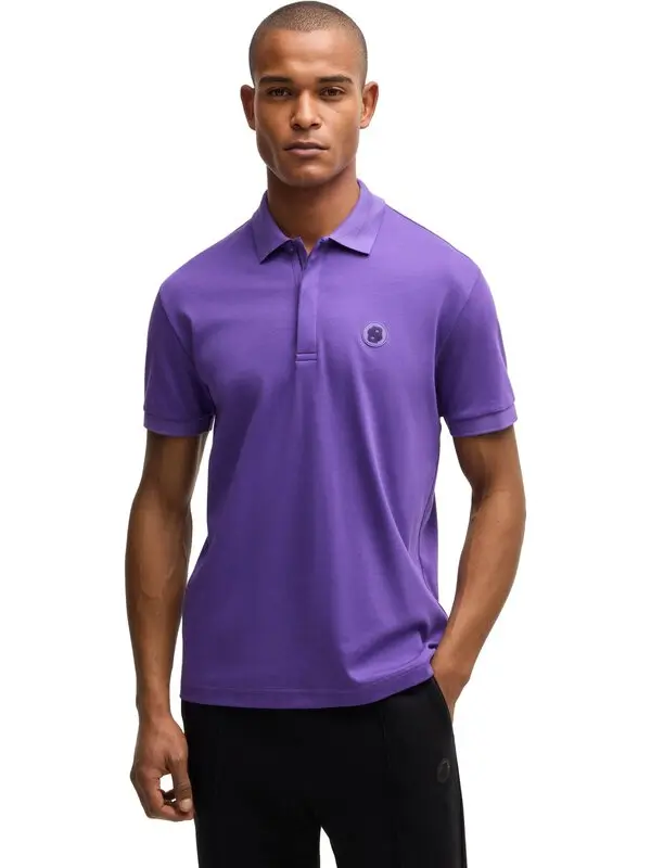 BOSS Paddy Polo Shirt In Cooling Cotton - Dark Purple
