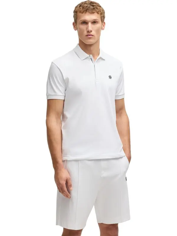 BOSS Paddy Polo Shirt In Cooling Cotton - White