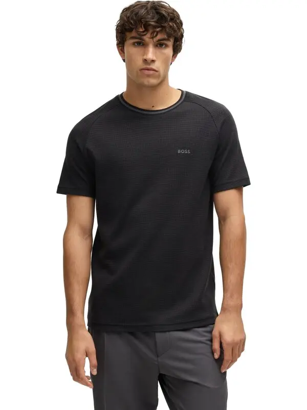 BOSS Cotton-jacquard Regular-fit T-shirt With Logo Detail - Black