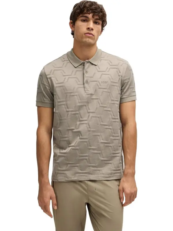 BOSS Paddy Relaxed-fit Polo Shirt In Quilted Mercerized Cotton - Light Green