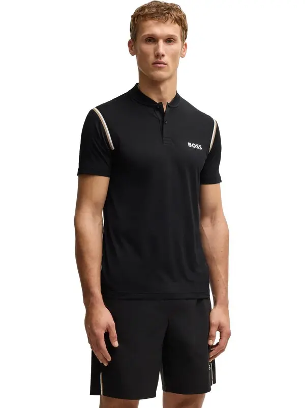 BOSS X Matteo Berrettini Active Polo Shirt With Moisture Control - Black
