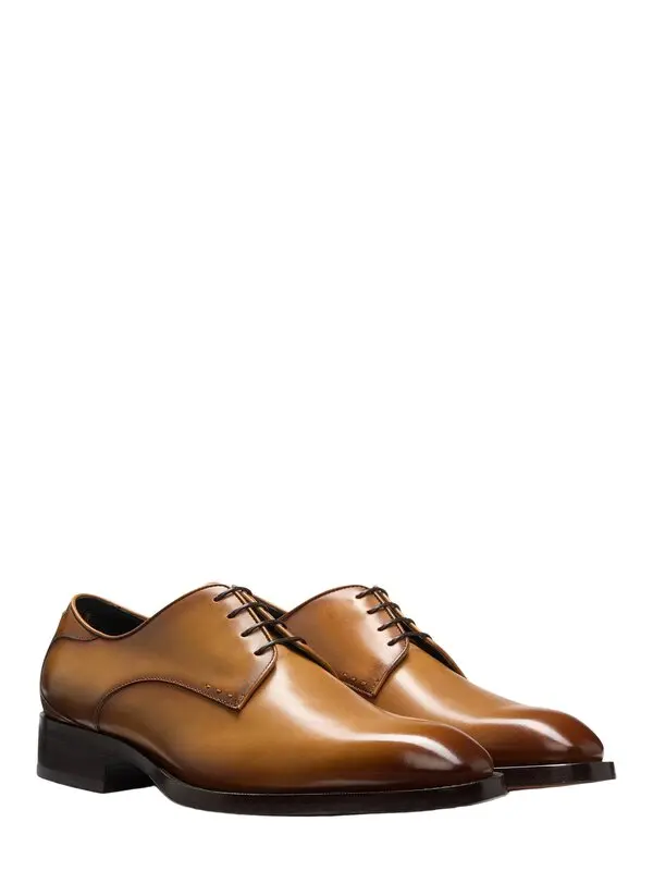 BOSS Burnished-leather Derby Shoes - Brown