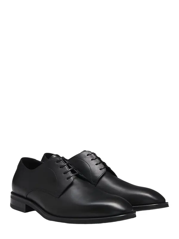 BOSS Italian-made Leather Derby Shoes - Black