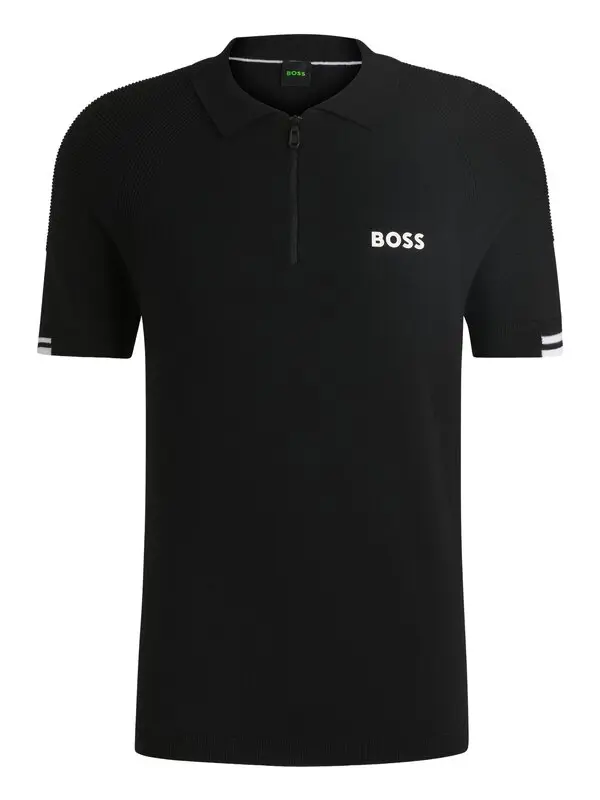 BOSS Active Slim-fit Knit Polo With Moisture Management - Black