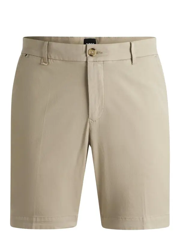 BOSS Slim-fit Stretch-cotton Twill Shorts - Light Beige