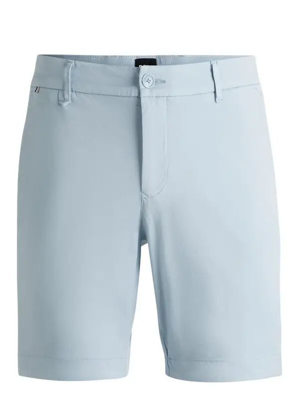 BOSS Slim-fit Stretch-cotton Twill Shorts - Light Blue
