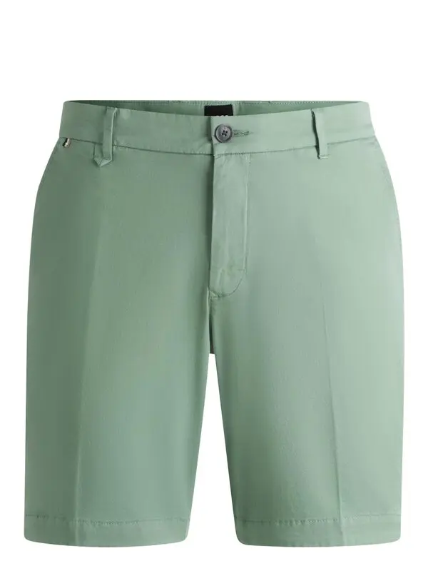 BOSS Slim-fit Stretch-cotton Twill Shorts - Light Green