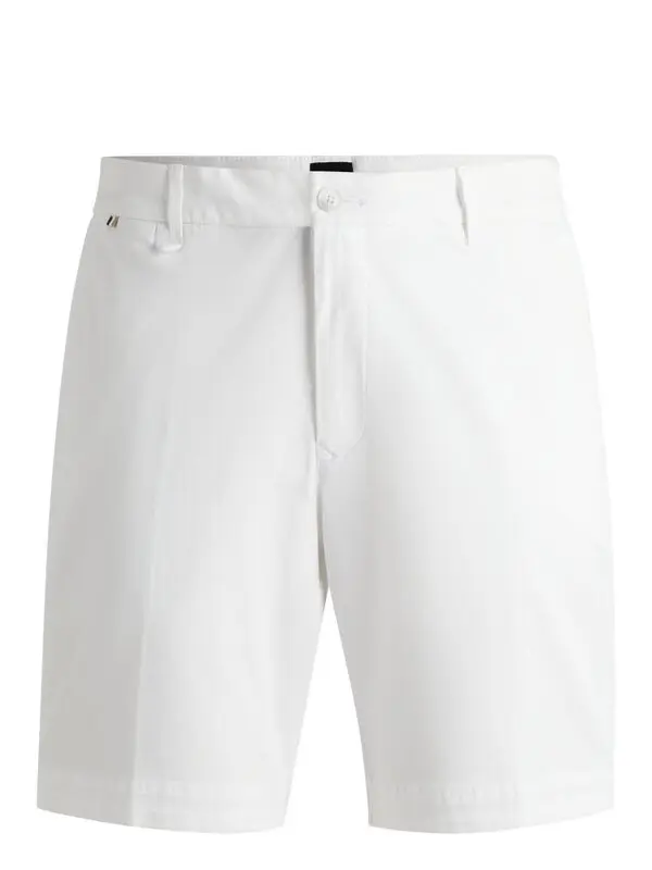 BOSS Slim-fit Stretch-cotton Twill Shorts - White