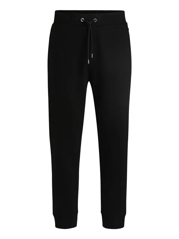 BOSS Mercerized-cotton Tracksuit Bottoms With Stripe Waistband - Black