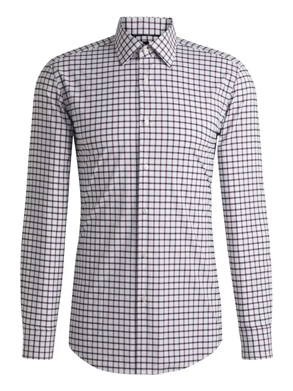 BOSS Slim-fit Shirt In Checked Performance-stretch Material - Pink