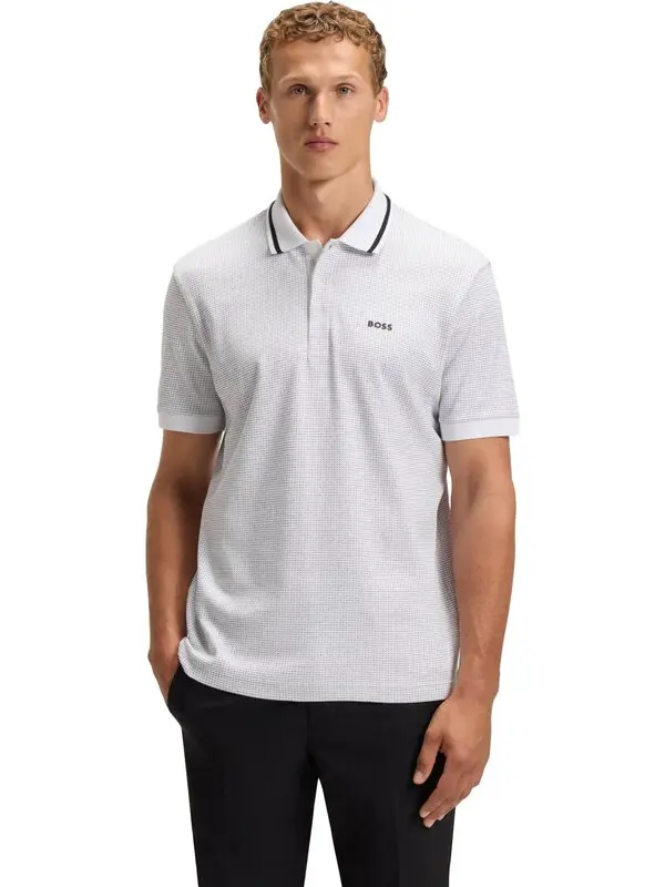BOSS Paddy Polo Shirt In Cotton Jacquard - White