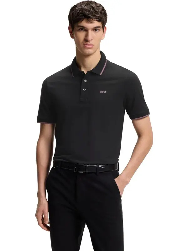 BOSS Cotton-piqué Polo Shirt With Contrast Tipping - Black