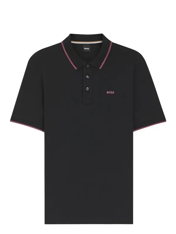 BOSS Cotton-piqué Polo Shirt With Contrast Tipping - Black