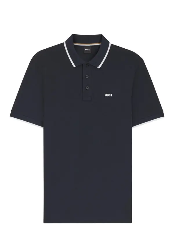 BOSS Cotton-piqué Polo Shirt With Contrast Tipping - Dark Blue