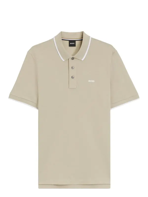 BOSS Cotton-piqué Polo Shirt With Contrast Tipping - Light Beige