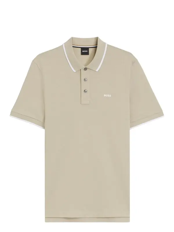 BOSS Cotton-piqué Polo Shirt With Contrast Tipping - Light Beige