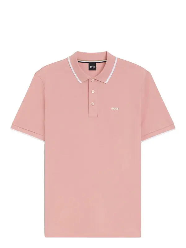 BOSS Cotton-piqué Polo Shirt With Contrast Tipping - Light Pink
