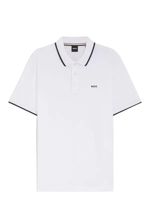BOSS Cotton-piqué Polo Shirt With Contrast Tipping - White