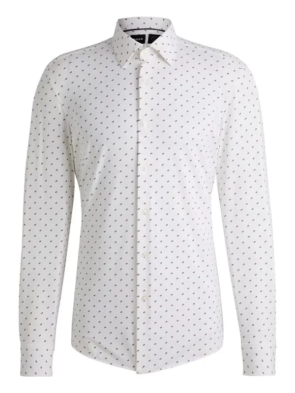 BOSS Slim-fit Shirt In Printed Performance-stretch Material - Pink