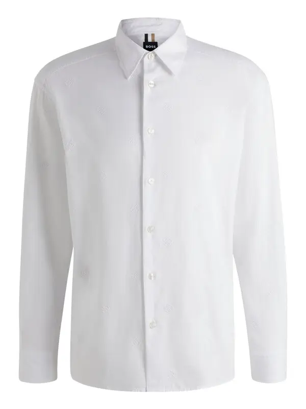 BOSS Relaxed-fit Cotton Shirt With Embroidered Double B Monograms - White