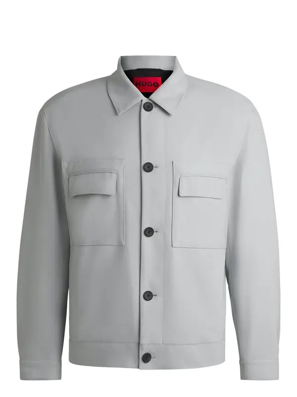 Hugo Modern-fit Jacket In Stretch Twill - Light Grey