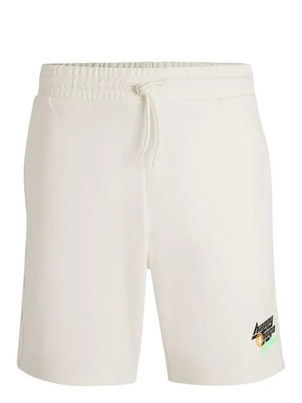 Hugo Cotton-terry Shorts With Logo - White