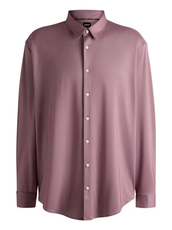 BOSS Slim-fit Shirt In Performance-stretch Fabric - Dark Pink