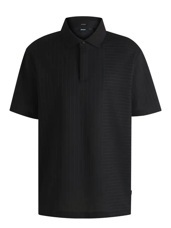 BOSS Regular-fit Polo Shirt In Mercerized Cotton Jacquard - Black