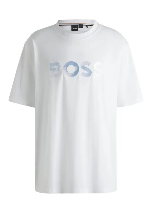 BOSS Cotton T-shirt With Logo Artwork - White