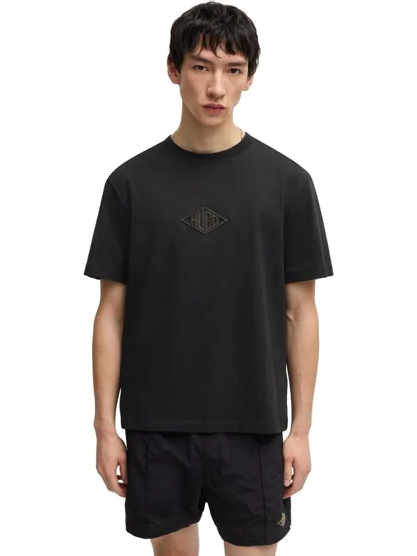 Hugo Relaxed-fit T-shirt In Cotton With Embroidered Logo - Black