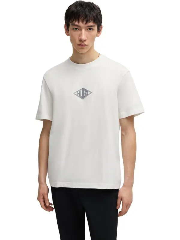 Hugo Relaxed-fit T-shirt In Cotton With Embroidered Logo - White
