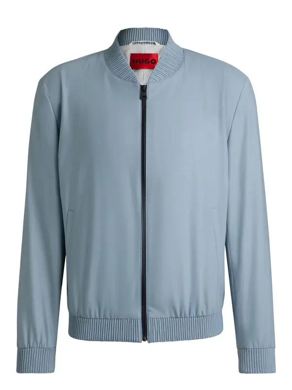 Hugo Slim-fit Jacket In Stretch-wool - Light Blue