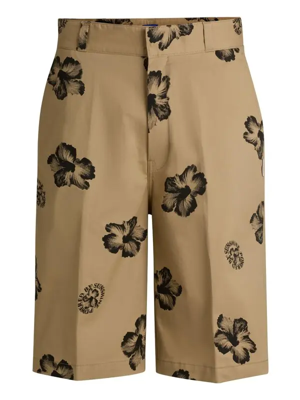 Hugo Baggy-fit Printed Shorts - Light Beige