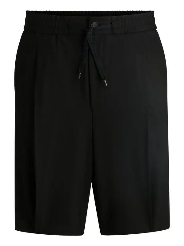 Hugo Modern-fit Stretch-wool Shorts - Black