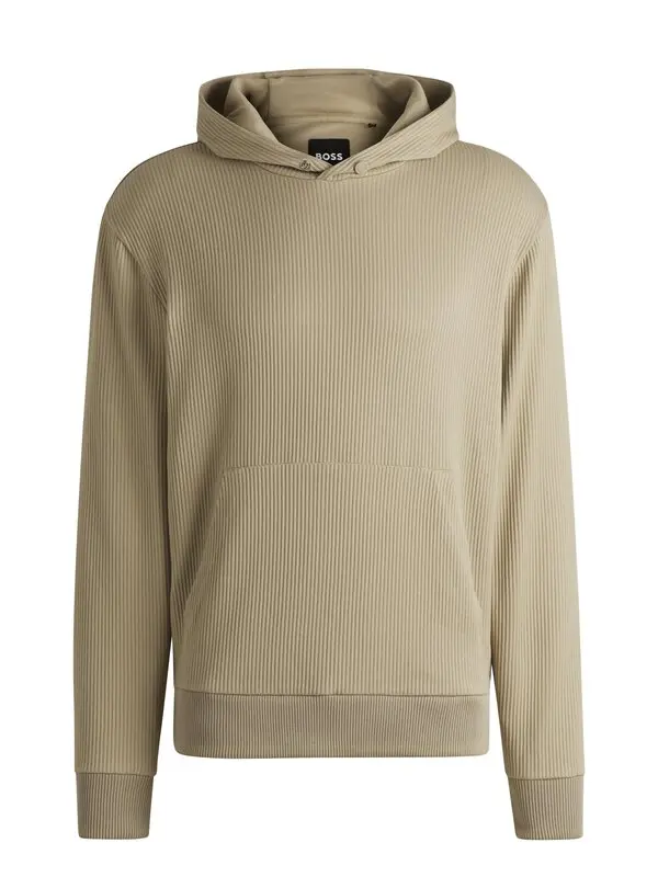 BOSS Striped Structure Hoodie - Light Beige
