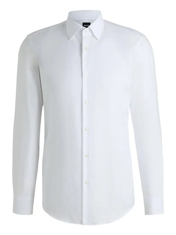 BOSS Slim-fit Shirt With Leaf Jacquard - White