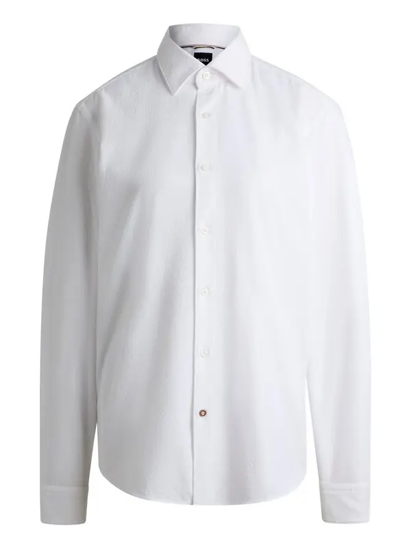 BOSS Regular-fit Shirt In Italian-made Boucl - White